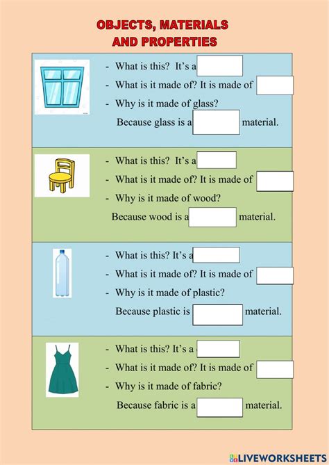 properties of an object worksheet