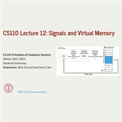 Cs110 Lecture 12 Signals And Virtual Memory