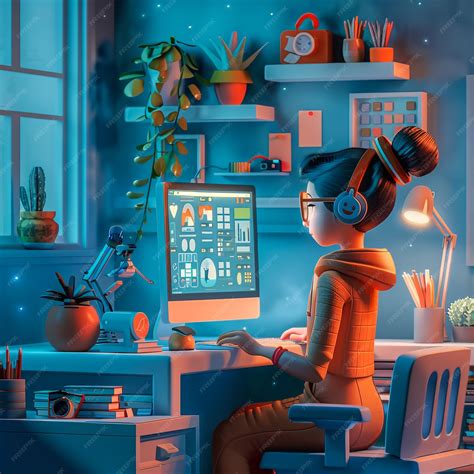 Premium Photo 3d Male Character Got An Idea While Working On A Laptop