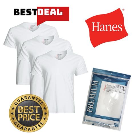 Hanes White T Shirt 3pcs Original Vneck Shopee Philippines