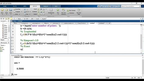 Matlab Integration Code Youtube