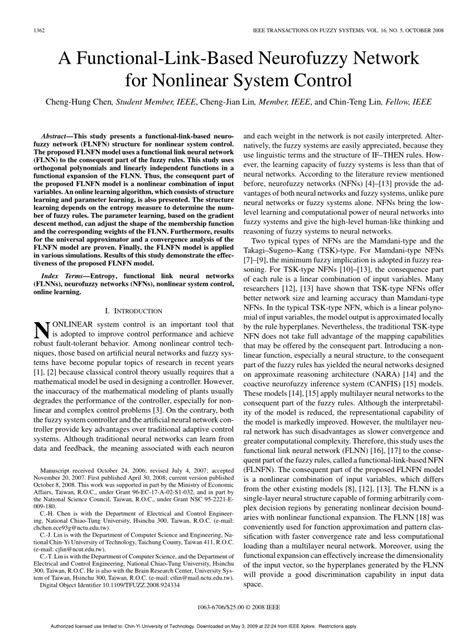 pdf a functional link based neurofuzzy network for nonlinear system