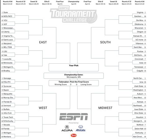March Madness 2019 Get Your Printable Ncaa Bracket From Espn Abc13 Houston