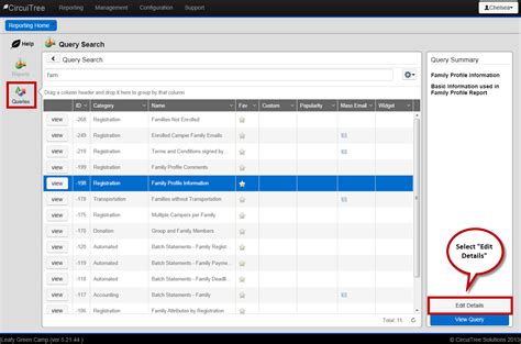 How Do I Configure A Query To Show The Entity Profile Circuitree
