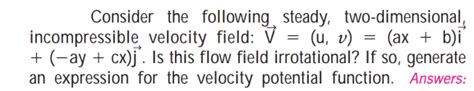 Solved Consider The Following Steady Two Dimensional