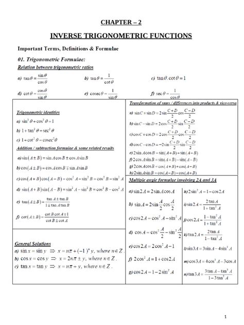 2 Inverse Trigonometric Functions Pdf
