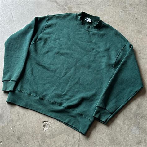Vintage 90s Pro Spirit Green Fleece Crewneck Mens Depop
