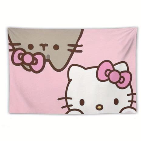 [hello Kitty Tapestry] Hello Kitty Cartoon Tapestry Wall Hanging Pink Background Cute Design