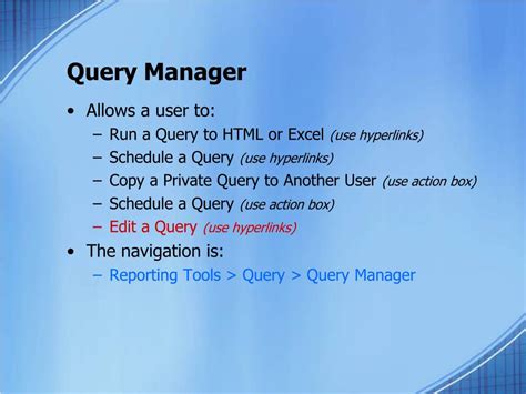 Ppt Peoplesoft Financials 8 9 Basic Query Training Powerpoint