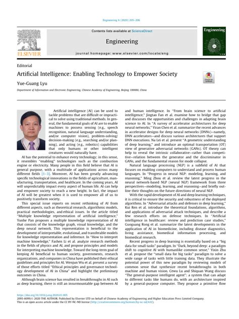 Artificial Intelligence Enabling Technology To Empower Soci 2020 Engineerin Pdf