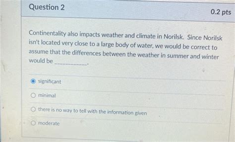 Solved Continentality Also Impacts Weather And Climate In