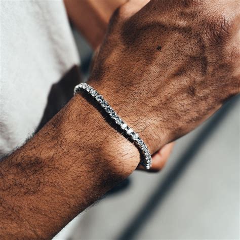 Tennis Bracelet 4mm White Gold Tennis Bracelet Bracelets Polished Man