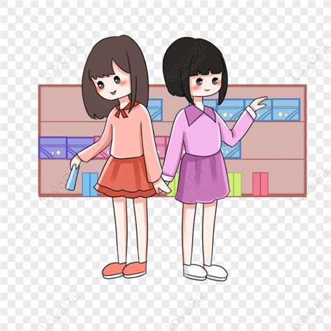 슈퍼마켓 쇼핑 자매 Png 일러스트 무료 다운로드 Lovepik