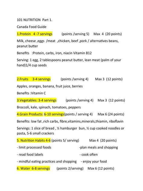 101 Nutrition Part 1 Canada Food Guide Pdf