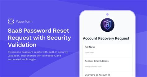 Saas Password Reset Request Form With Security Validation Paperform