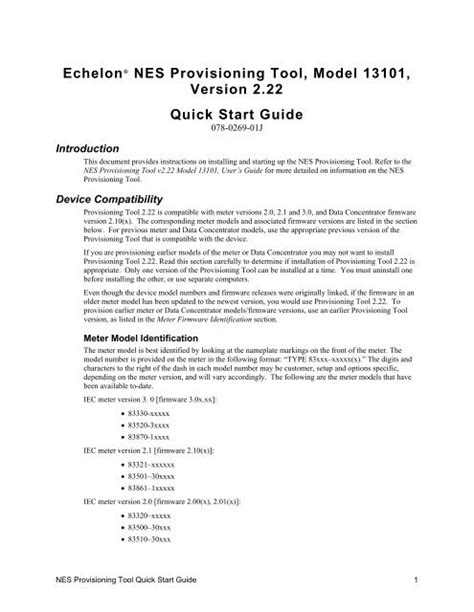 echelon nes provisioning tool model 13101 version 2 22 berg