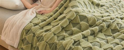 Wongs Bedding Checkered Fleece Throw Blanket Sage Green