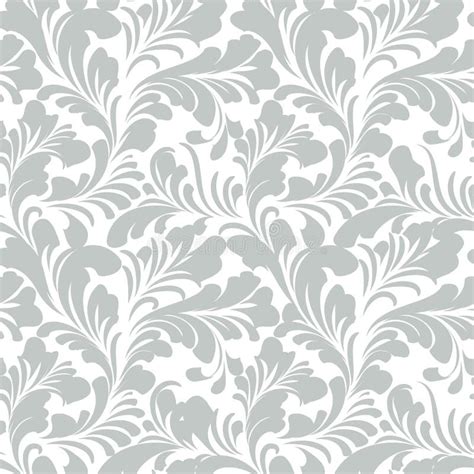 Floral Seamless Pattern With Leaves Abstract Swirl Line Leaf