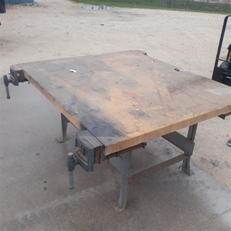 Shop Class Work Tables With Bench Vises Rvintagetools