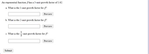 Solved An Exponential Function F Has A 3 Unit Growth Factor