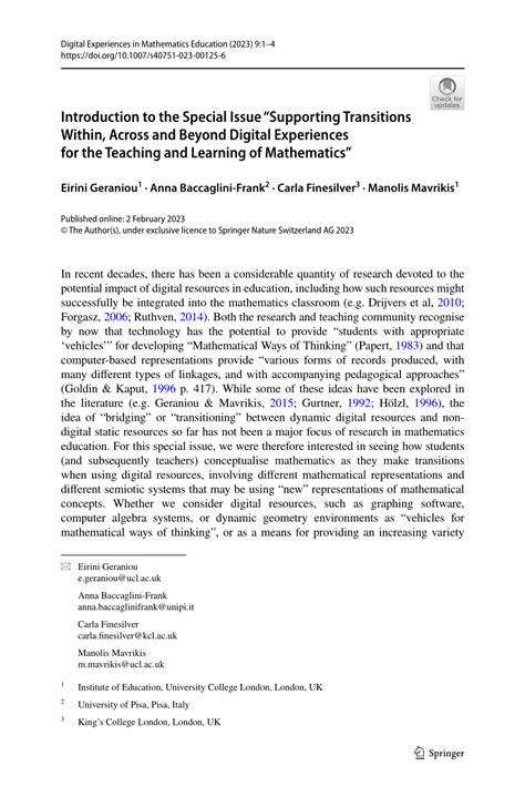 Pdf Introduction To The Special Issue “supporting Transitions Within