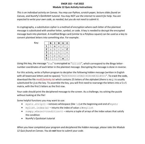Engr 102 Fall 2022 Module 12 Quiz Activity