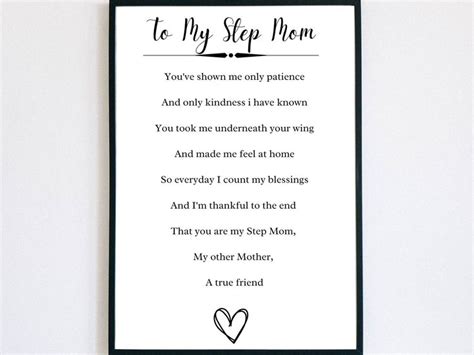Stepmom Poem Printable Poem For Step Mom Mothers Day Birthday