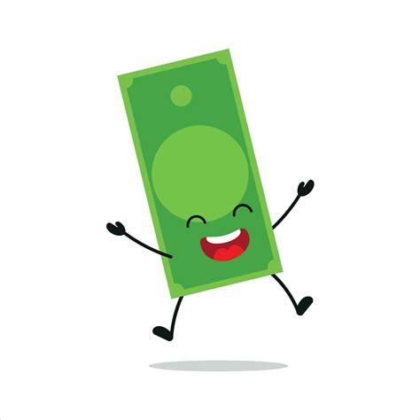 Cute Happy Paper Money Character Funny Victory Jump Celebration Money