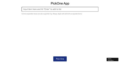 Random Selector Codesandbox