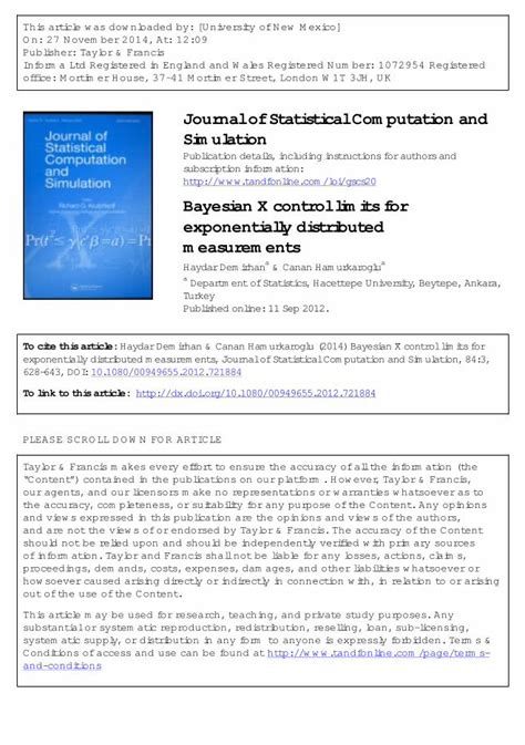 pdf bayesian x̄ control limits for exponentially distributed
