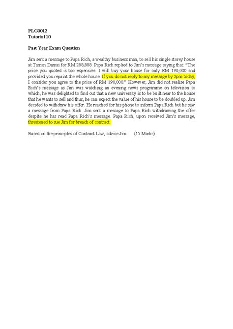 Plg0012 All The Bestttt Plg Tutorial 10 Past Year Exam Question Jim Sent A Message To Papa