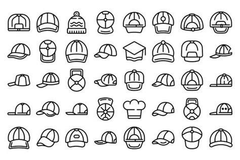 cap icons set outline vector baseball graphic by ylivdesign · creative