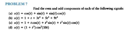solved find the even and odd components of each of the