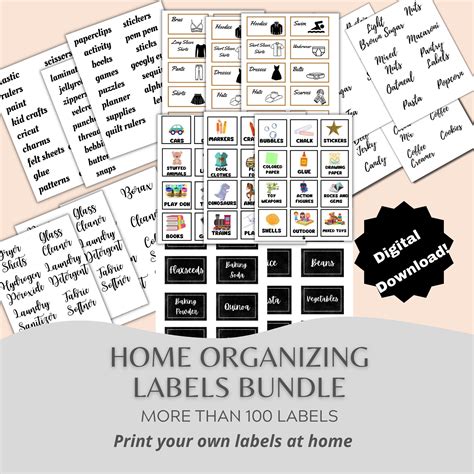 Home Organizing Printable Labels Bundle Digital Printable Labels For