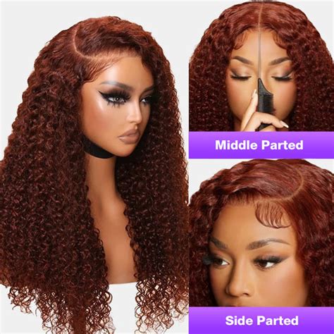 Pre All Wig Reddish Brown 13x4 Ear To Ear Lace Front Jerry Curly Put O