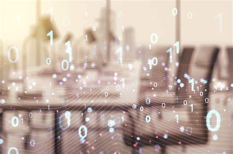 추상적인 가상 바이너리 코드 홀로그램 현대적인 가구가 비치된 교실 배경 Ai 및 기계 학습 개념 다중 노출 데이터에 대한 스톡 사진 및 기타 이미지 Istock