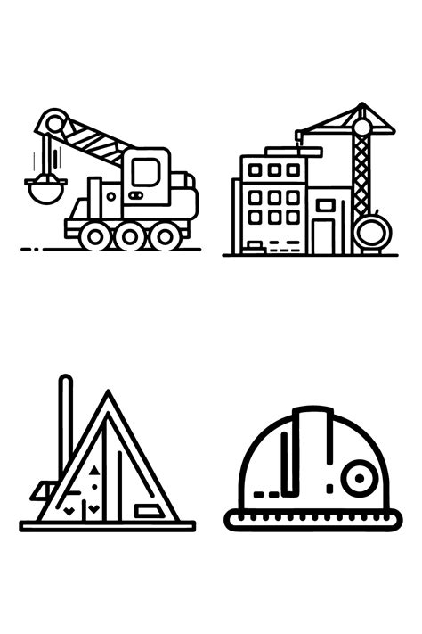 Construction Icon Flat Line Art Outline Style Vector For Graphic And Web Design And Clean