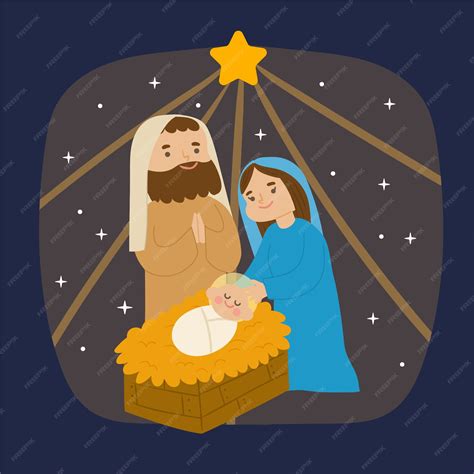 Free Vector Nativity Scene Concept In Hand Drawn