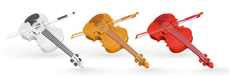 플라스틱 만화 스타일의 음악 개념 디자인을 위한 3d 현실적인 바이올린 벡터 그림 3차원 형태에 대한 스톡 벡터 아트 및 기타 이미지 3차원 형태 Classical