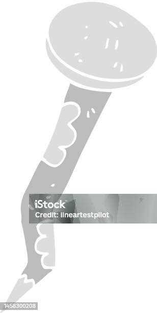 오래 된 구부러진 손톱의 평면 색상 그림 굽은에 대한 스톡 벡터 아트 및 기타 이미지 굽은 귀여운 기이함 Istock