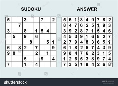 vector sudoku answer puzzle game numbers stock vector royalty free