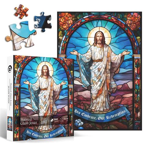Stained Glass Jesus Christ Jigsaw Puzzle 1000 Pieces Fun Puzzle