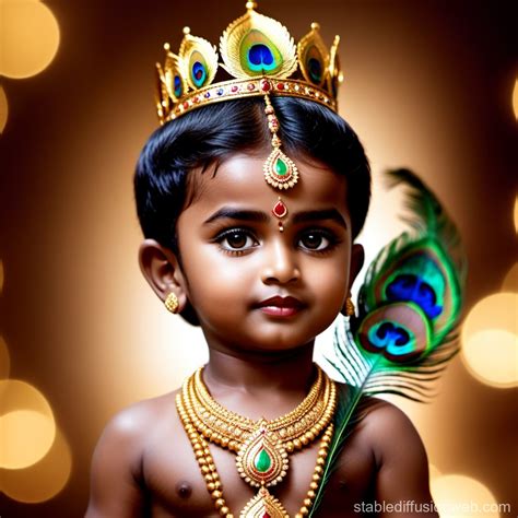 Murugan In Divine Attire With Peacock Feather Stable Diffusion En Línea