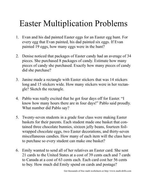 Easter Maths Problem Solving Word Problem Challenge Cards Worksheets Library