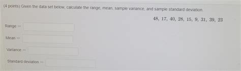 Solved Points Given The Data Set Below Calculate The Chegg