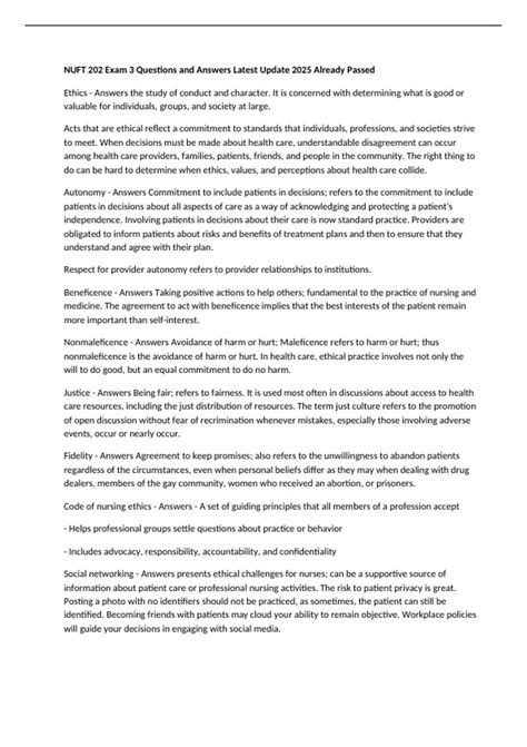 Nuft 202 Exam 3 Questions And Answers Latest Update 2025 Already Passed