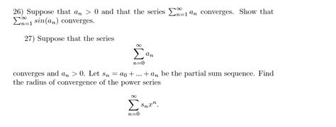 solved 26 suppose that an 0 and that the series n 1 an