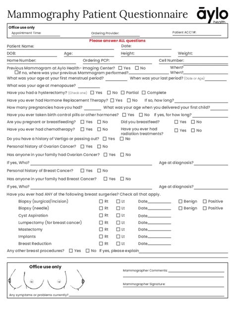 Fillable Online Mammography Patient Questionnaire Fax Email Print