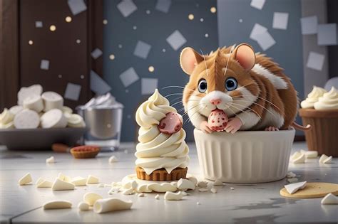 Premium Photo Sneaky Mouse Frosting Thief Caught In The Act