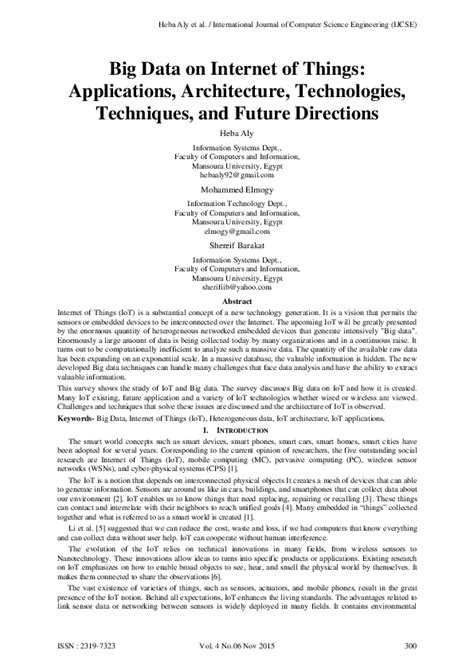 Pdf Big Data On Internet Of Things Applications Architecture